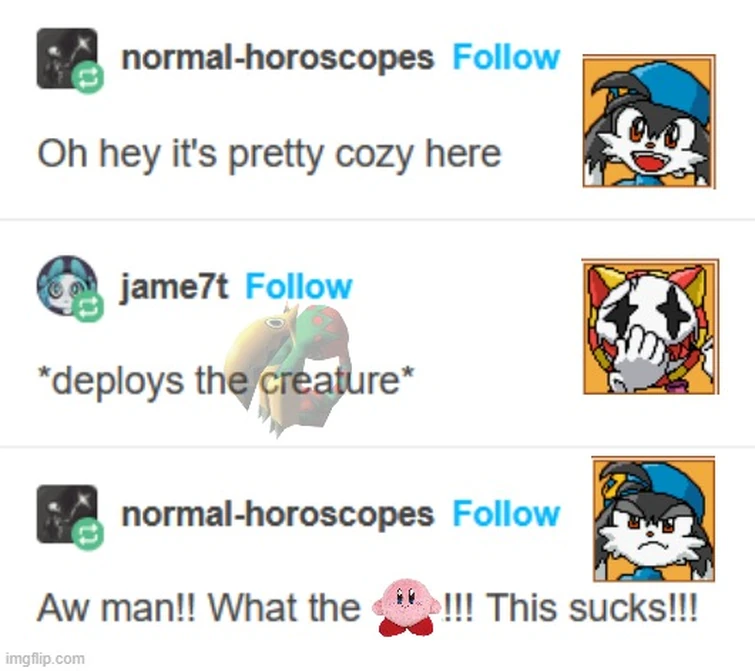Pretty much certain pre-boss cutscenes in Klonoa games in a nutshell ...