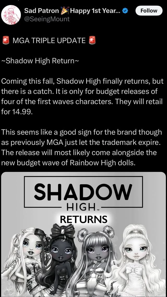 Shadow High is returning? | Fandom