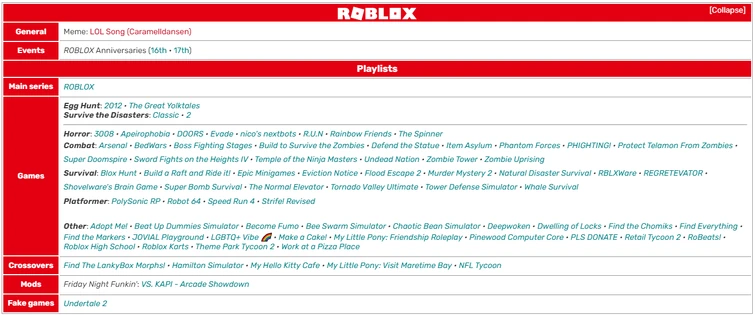 Request for a (formal?) discussion on how to organize the ROBLOX navbox ...