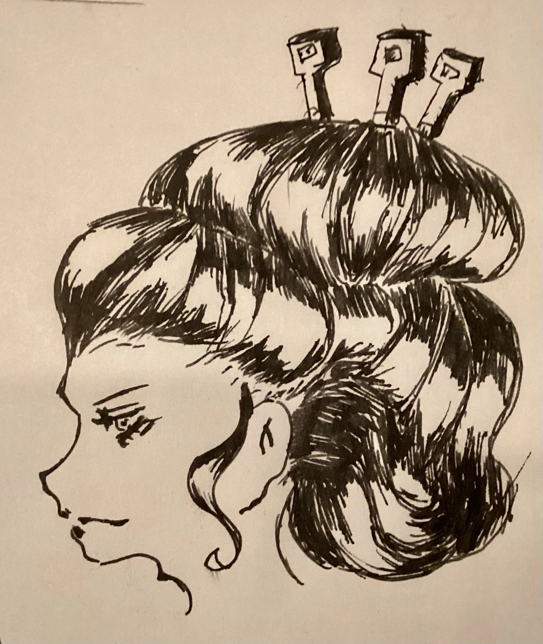 I wanted to draw shiny hair, so take these pen sketches :D | Fandom