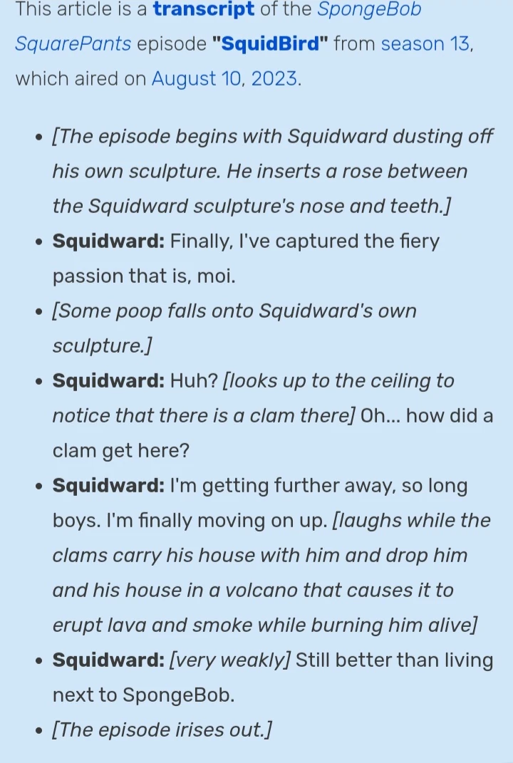 Squidbirds Transcript | Fandom