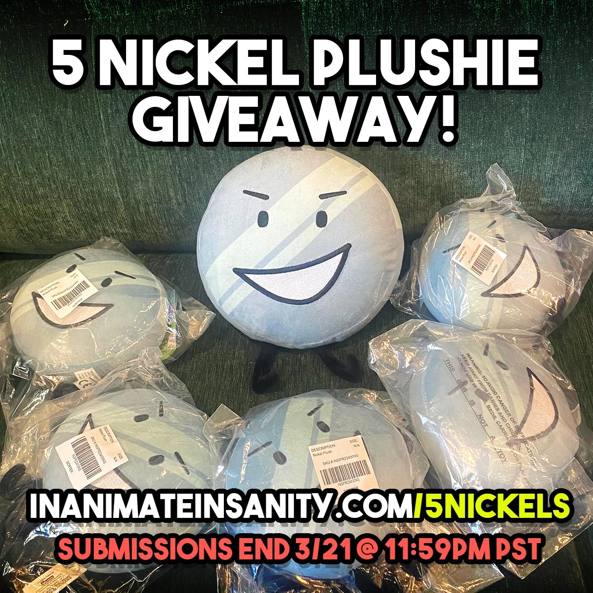 Adam is giving away 5 Nickel Plushies! | Fandom