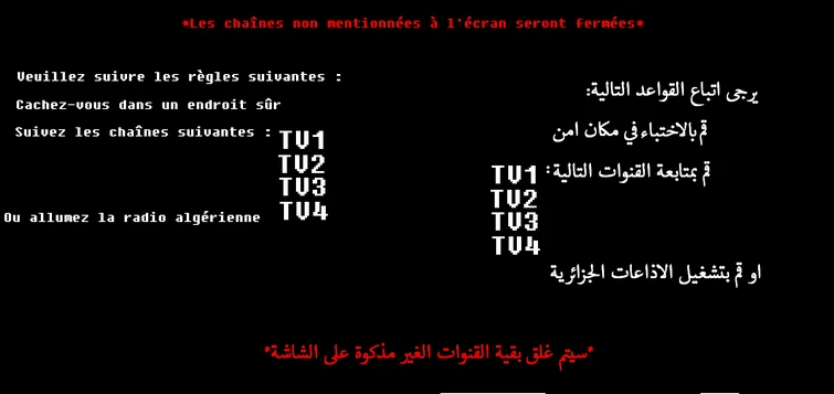 A screenshot of the last broadcast by the Algerian Channel One during ...
