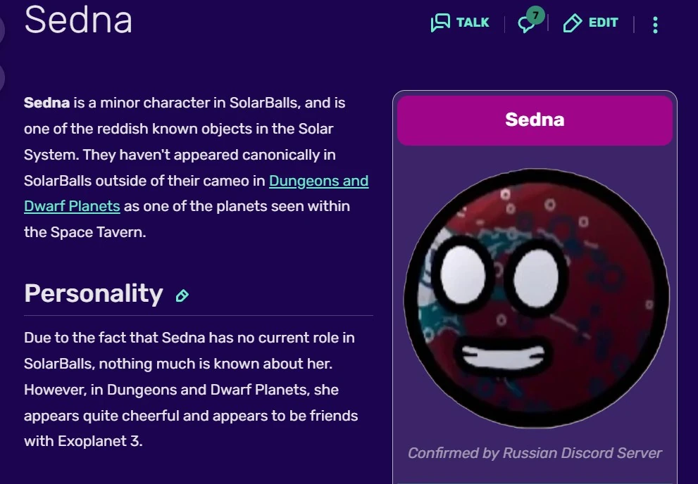Why does Sedna have a page | Fandom