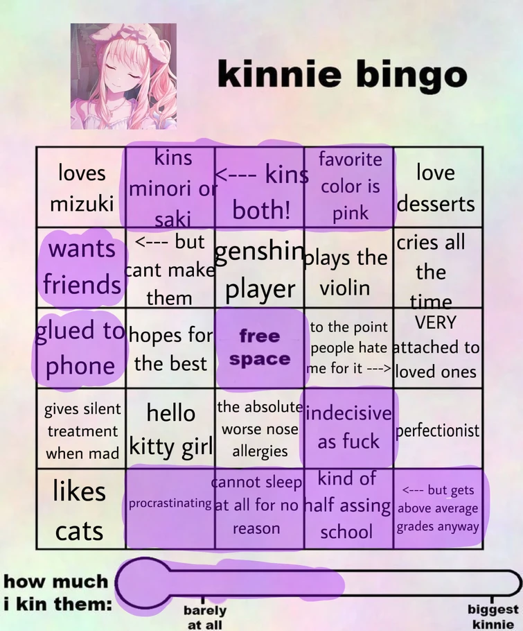 made my own kinnie bingo! | Fandom