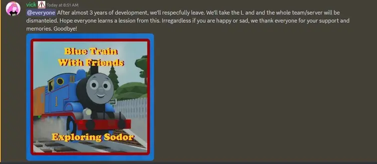today is a sad day in the Roblox/Thomas fandom. | Fandom