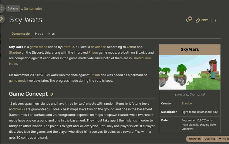 Just finished the VERY LONG HTML replacement of the Sky Wars tables ...