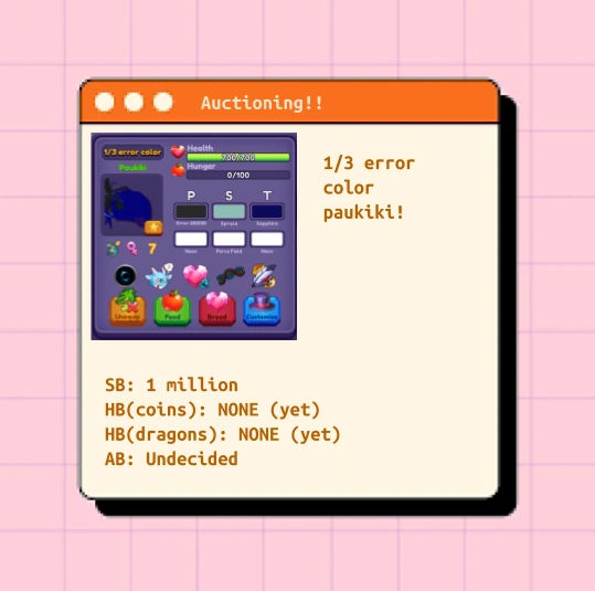 Auctioning 1/3 error color paukiki! | Fandom