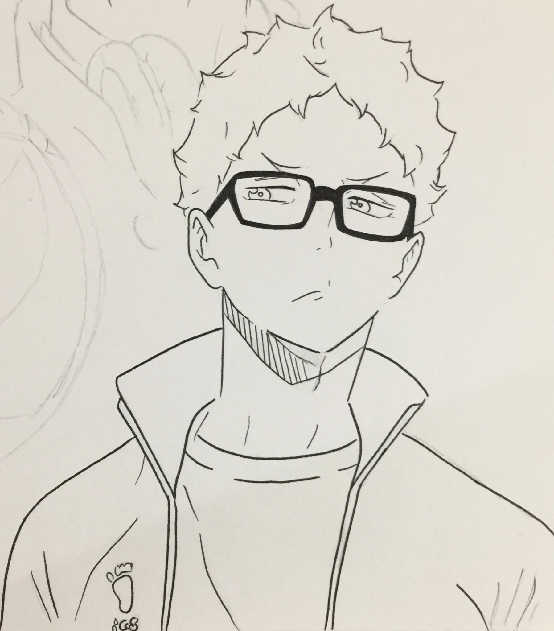 I finished one part of my Tsukishima drawing lol | Fandom