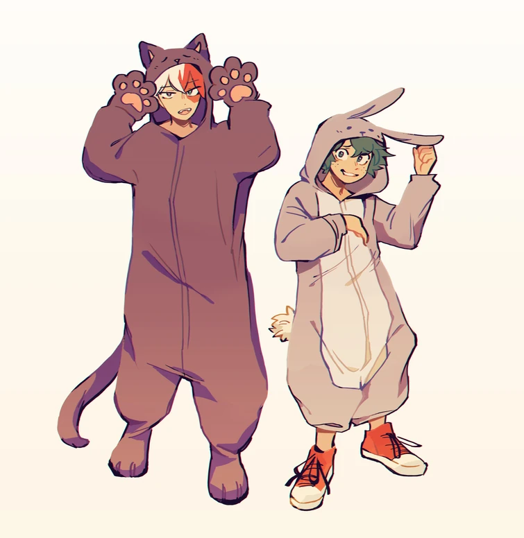 Found Some cute pictures of todoroki deku and bakugo in a onesie (art ...