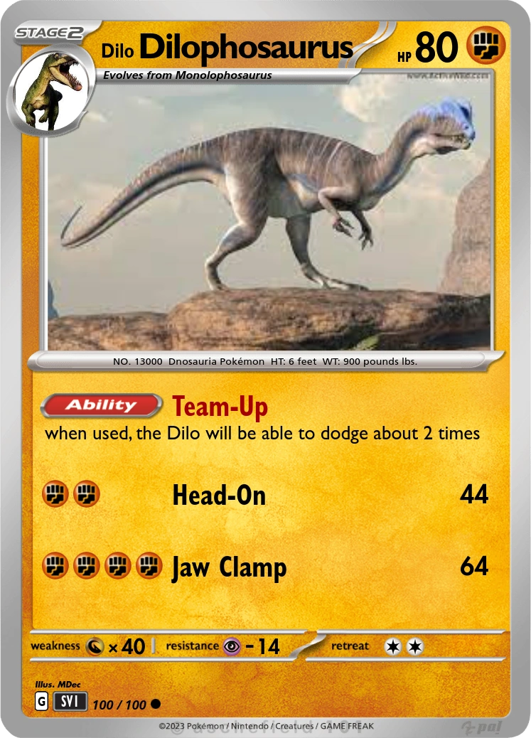 Pokemon cards Dinosaur Edition part 4: Dilophosaurus | Fandom