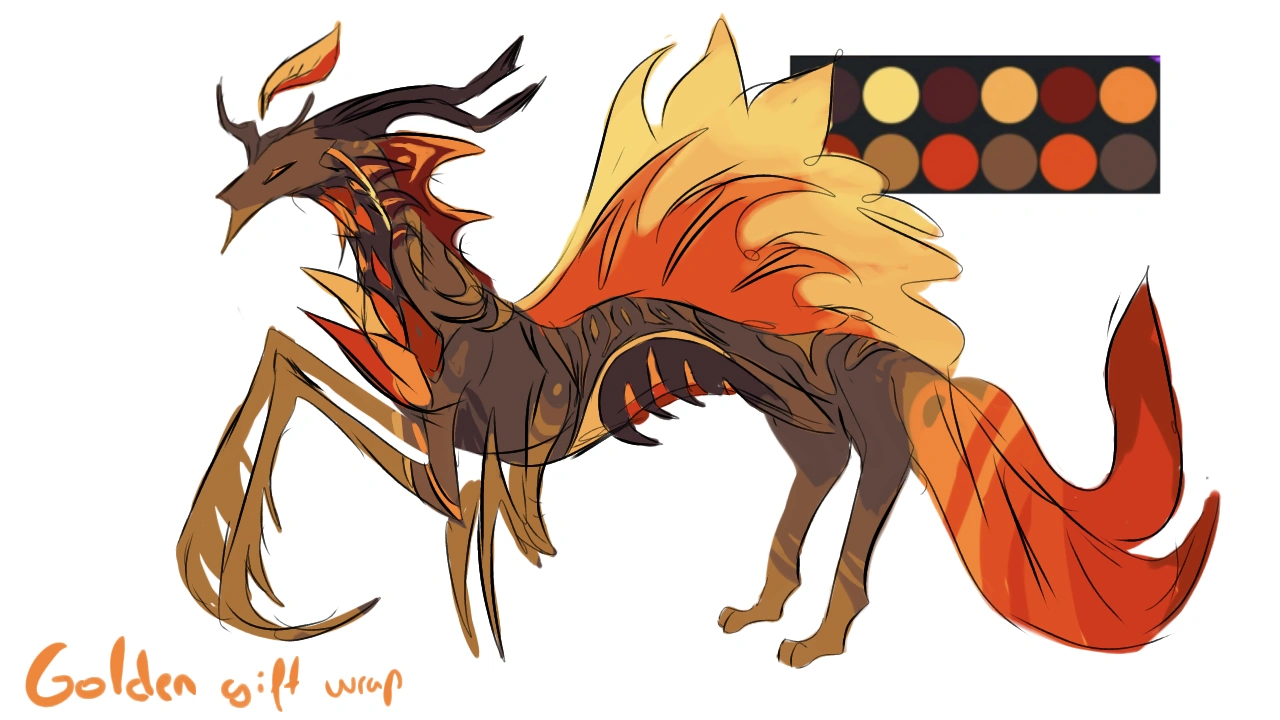 Golden gift wrap palette as a creature concept | Fandom