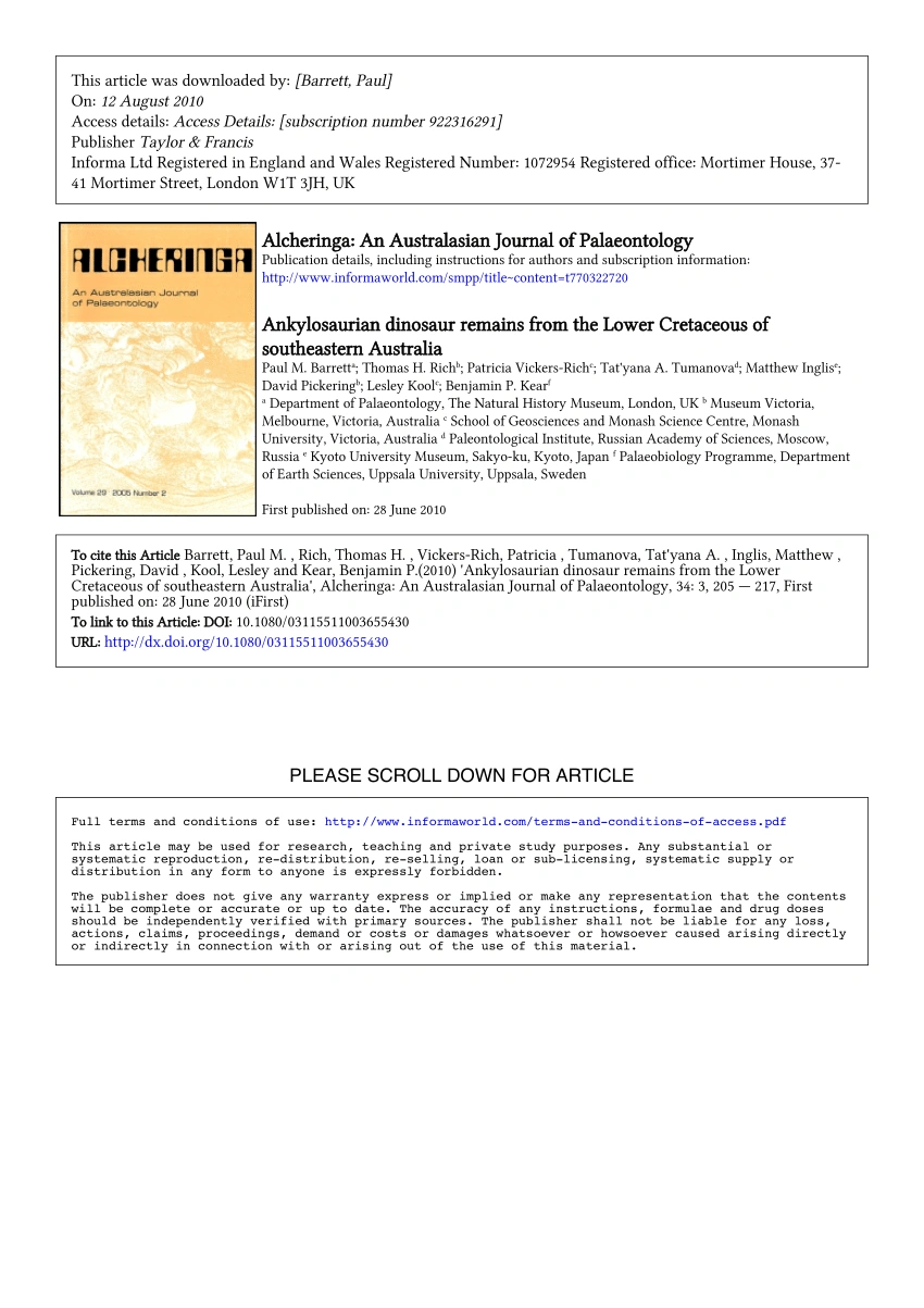 Unnamed Indeterminate Eumeralla and Wonthaggi Ankylosaurian ...