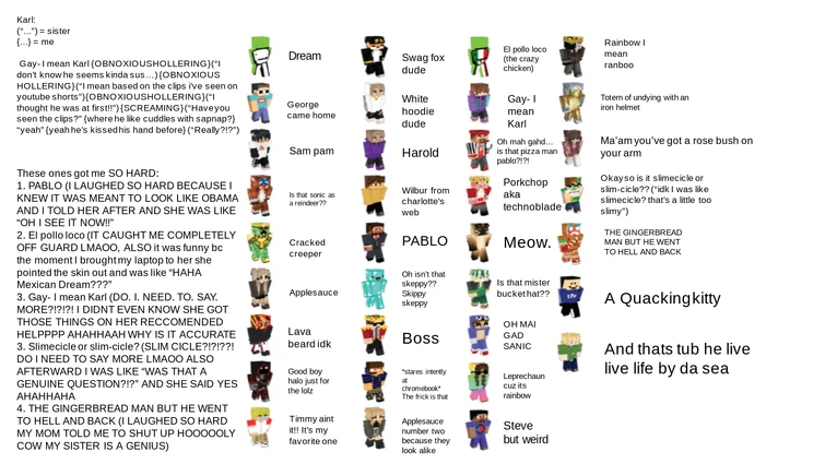 HEY SO I MADE MY SISTER GIVE MEMBERS OF THE DSMP NAMES | Fandom