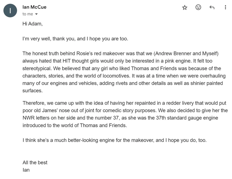 We got another testimony from Ian McCue, this time about Rosie's ...
