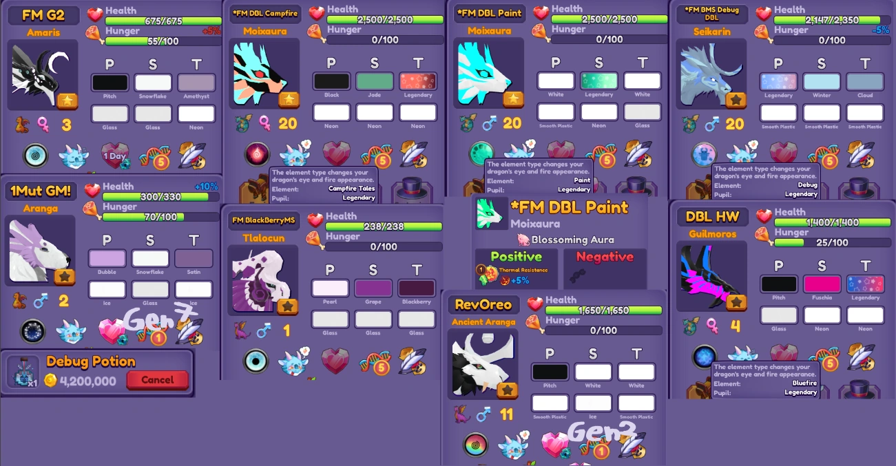 Tading/Selling Dragons (Some Themed) & Debug Potion | Fandom