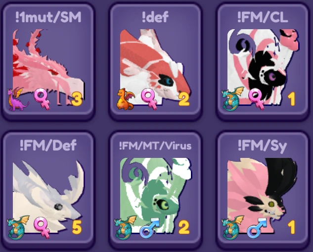 T/S FM SY Ava, FM MT Virus COS Cael, 1mut SM Roz+a bunch of other stuff ...