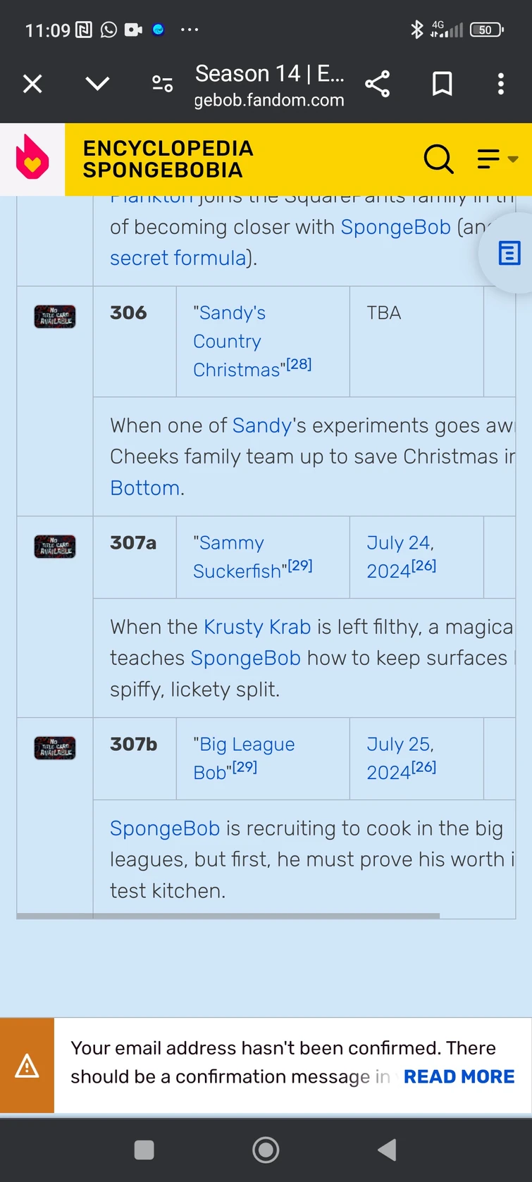 Episodes 307a and 307b already confirmed "Sammy Suckerfish" and "Big League Bob" | Fandom