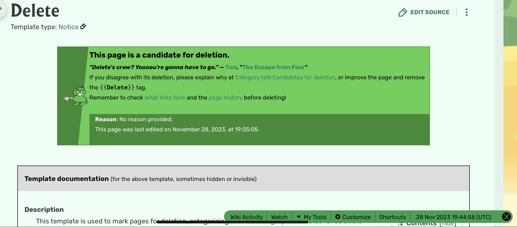The template delete has been changed | Fandom