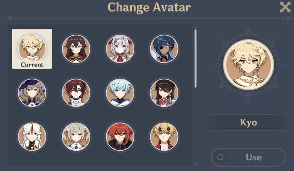 are the profile pics sorted by the time youve gotten each character ...