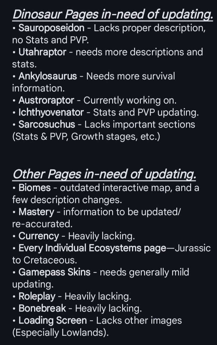 Pages that need updating | Fandom
