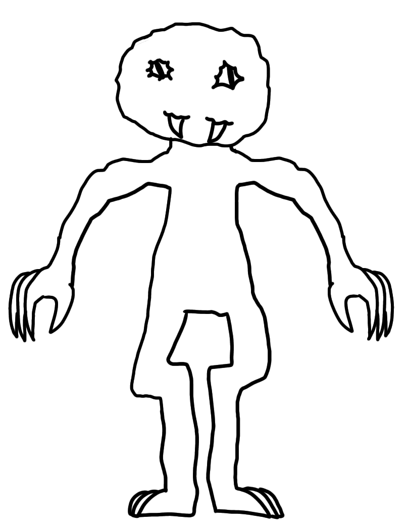 A drawing of that weird goobab creature that attacked me. (its probably ...