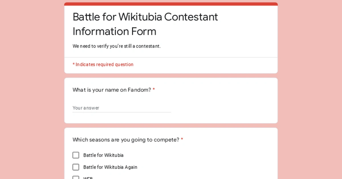 Contestant Information Form | Fandom