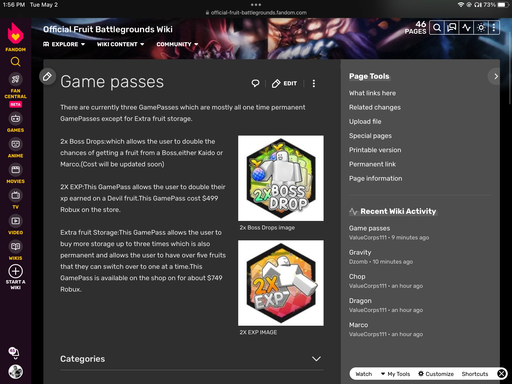 Added a GamePass Page | Fandom