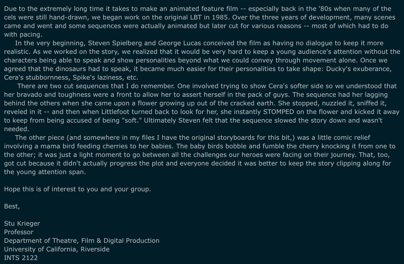 Regarding the deleted scenes of the original film… (disclaimer: clunky ...