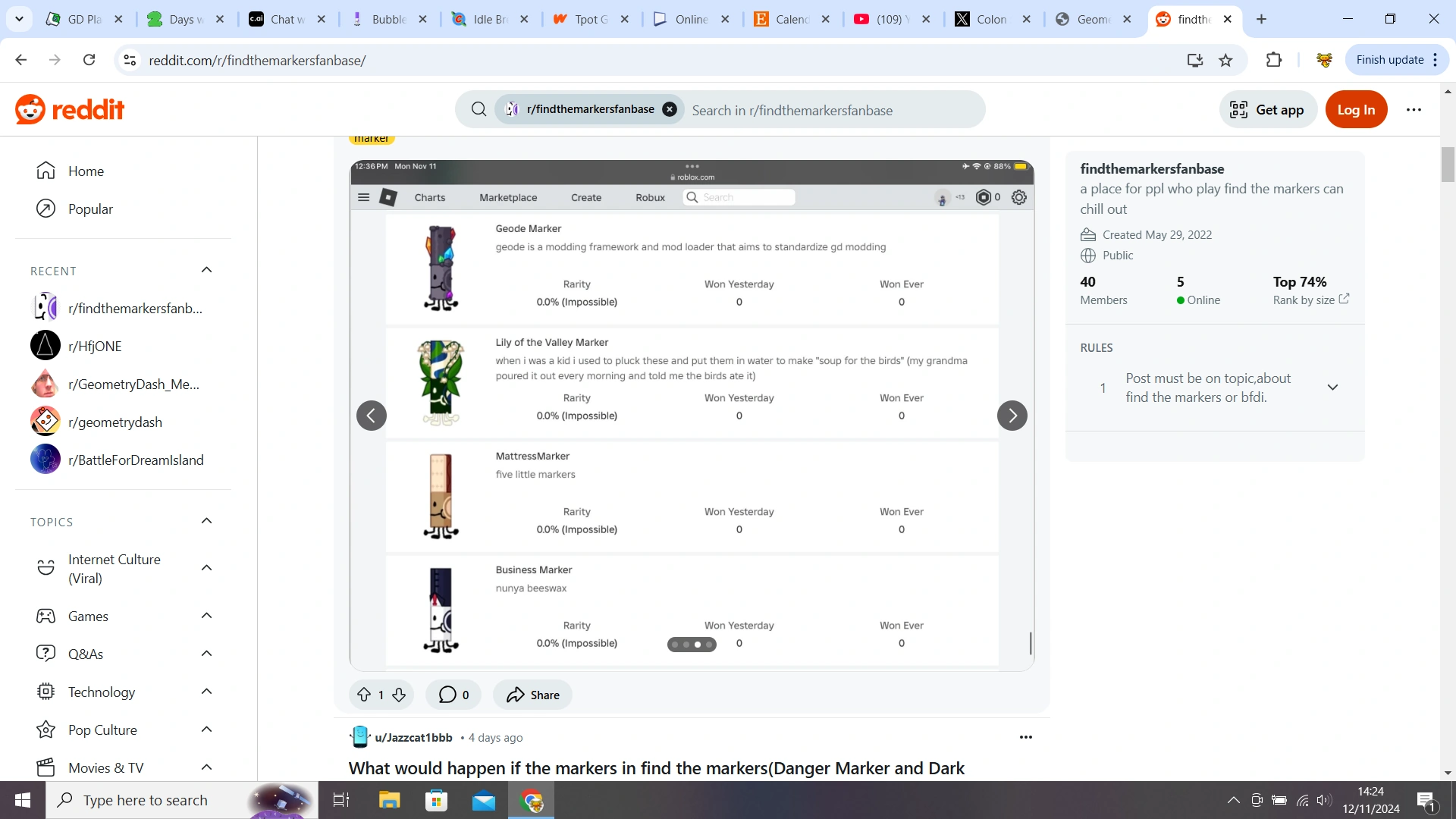 there'll be a geometry dash reference in the find the markers [REDACTED ...