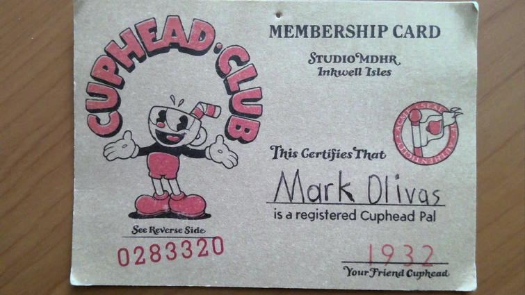 Cuphead Membership Card all 6 funny card | Fandom