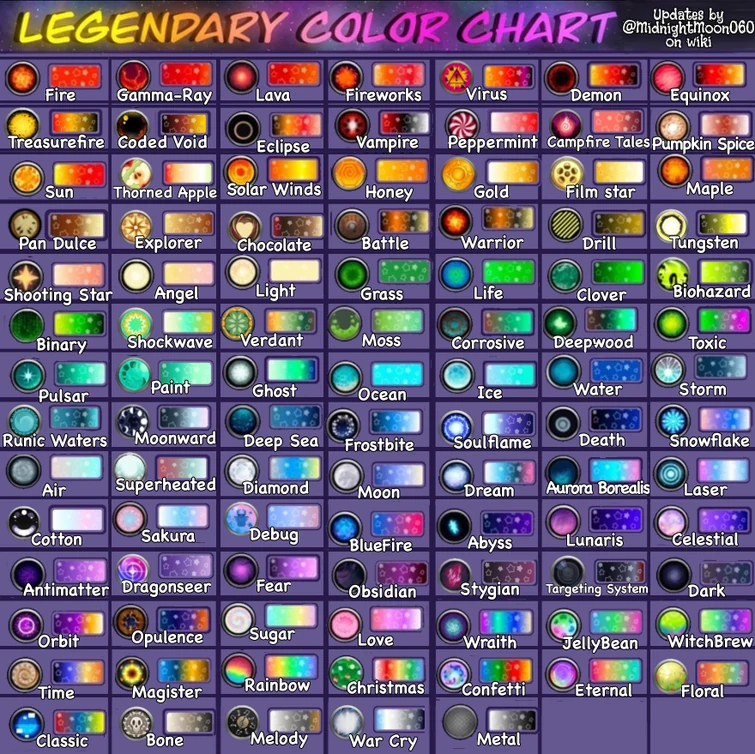 Legendary color chart | Fandom