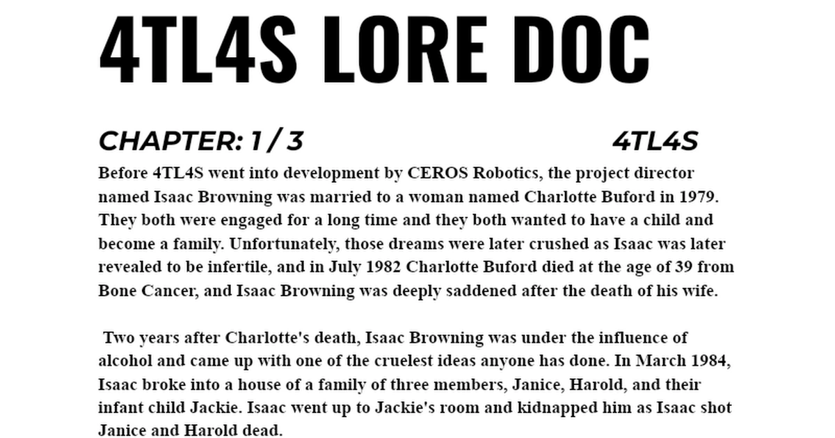 Official 4TL4S Lore document | Fandom