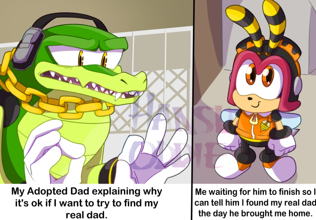 Vector and Charmy's relationship in a nutshell (Art by Hansuart) | Fandom