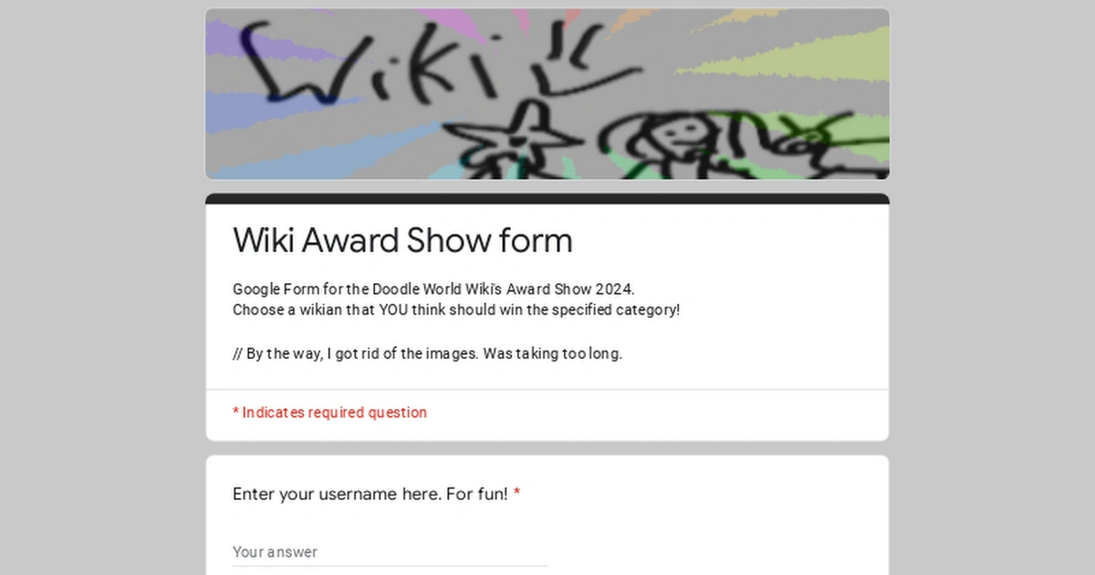 Wiki Award Show Form 2024 | Fandom