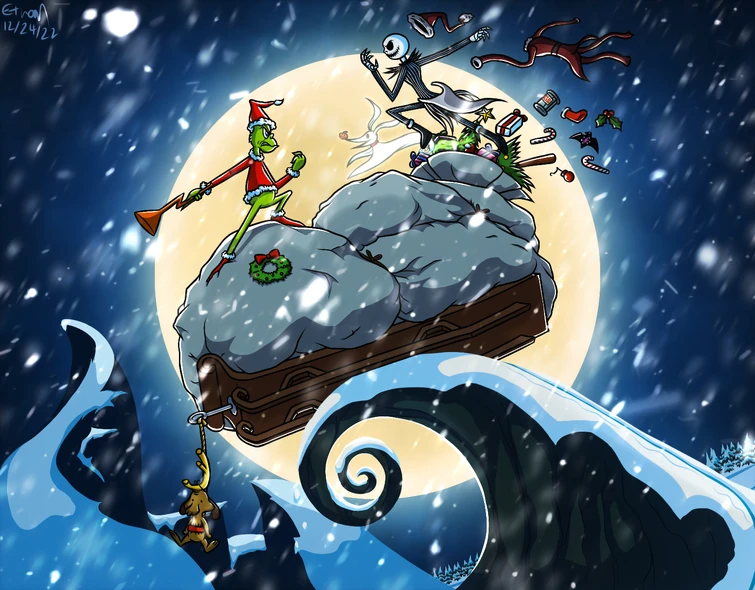 "The Fright That Stole Christmas": The Grinch vs Jack Skellington Art | Fandom