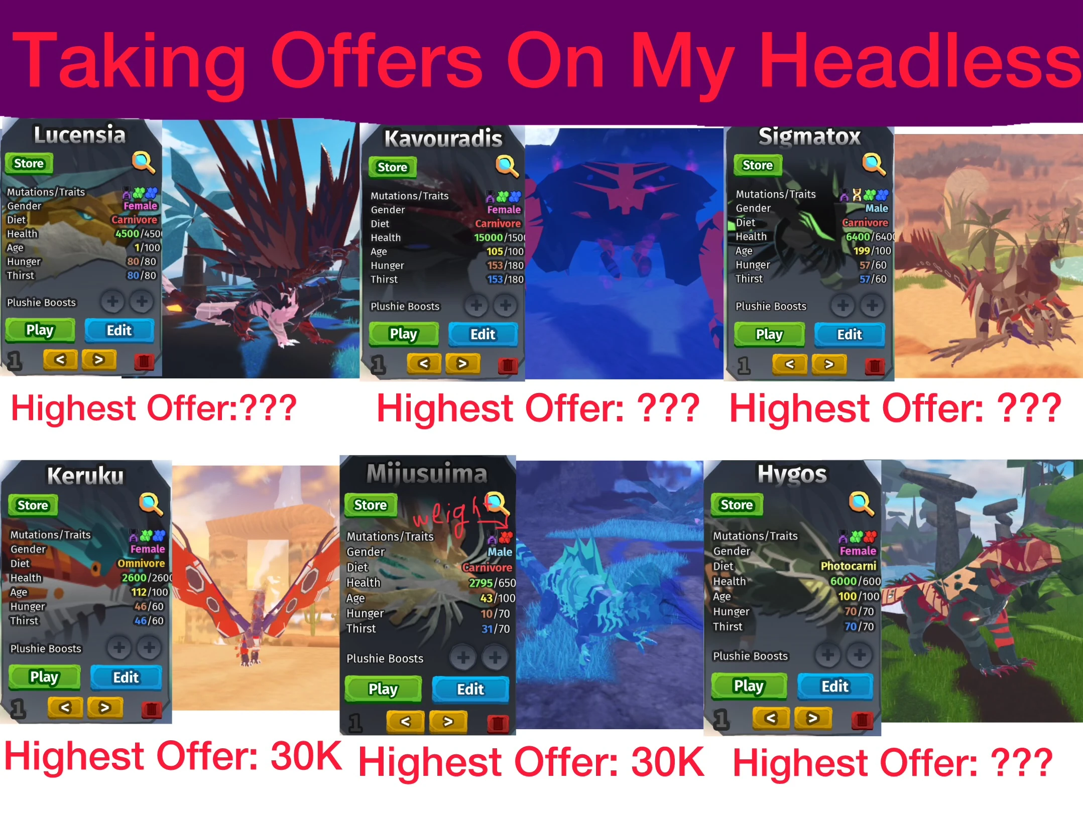 Looking for headless and ghosty also taking offers on them | Fandom