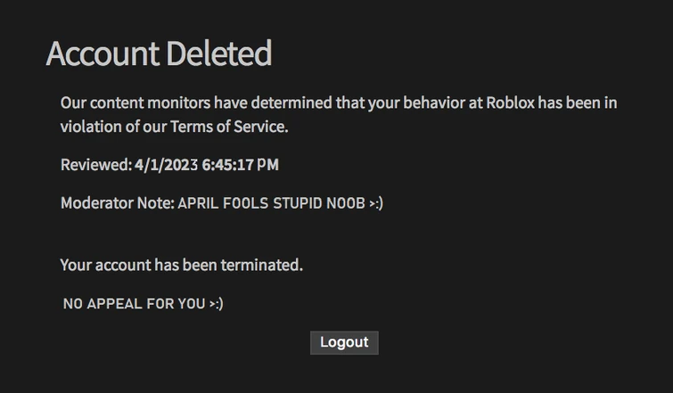 I got banned by Roblox 2 days ago | Fandom