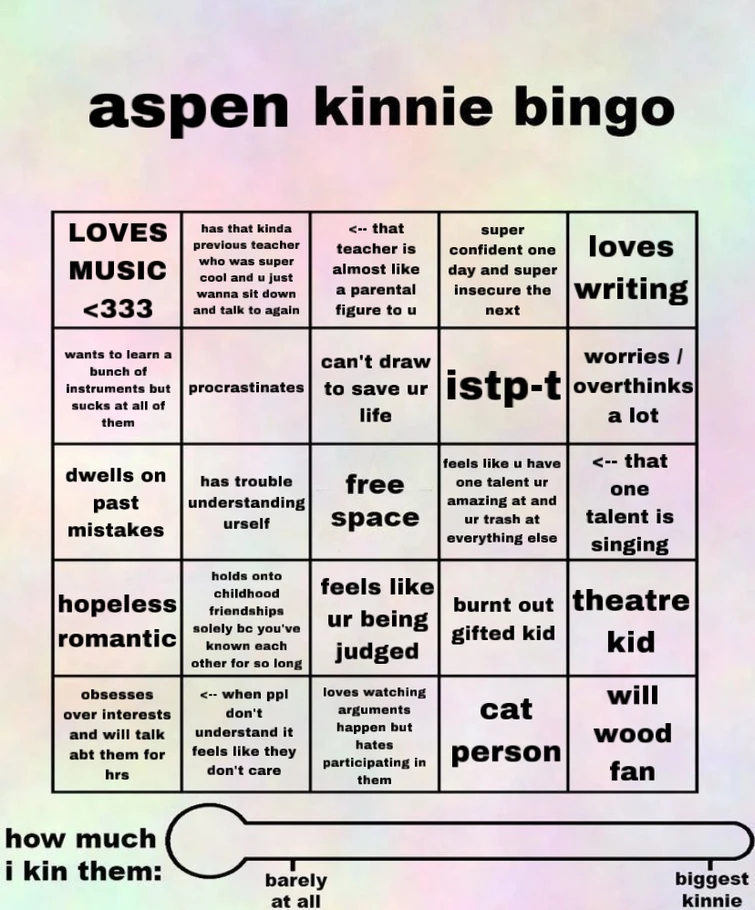 made a kinnie bingo for myself | Fandom