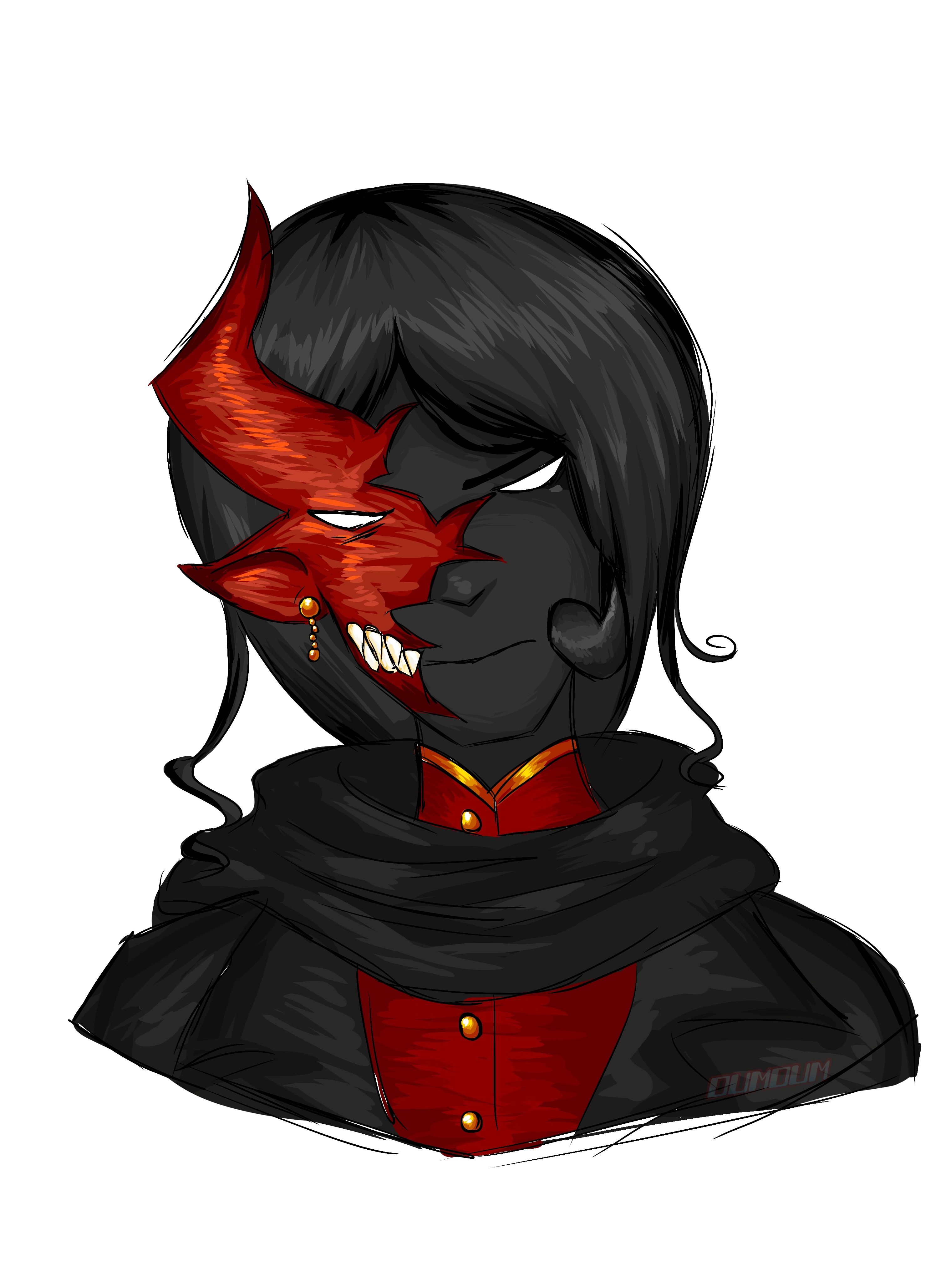 I dont liek drawing his mask so i tore off half his face in place of it ...