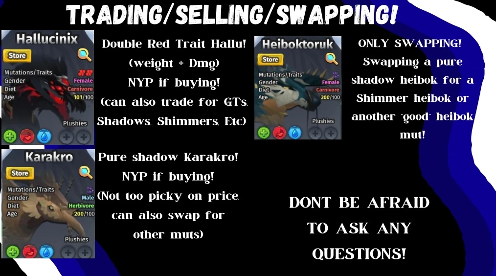 Trading/Selling/Swapping! (shadows and Double red) | Fandom