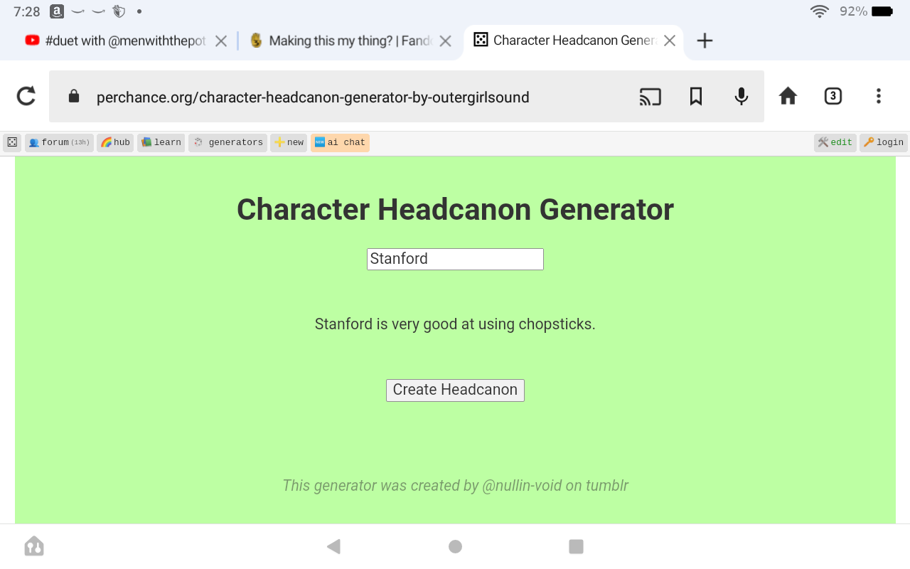 Headcanon Generator | Fandom