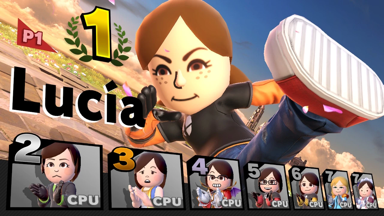 Lucía doesn't mess around as a Mii Brawler. | Fandom