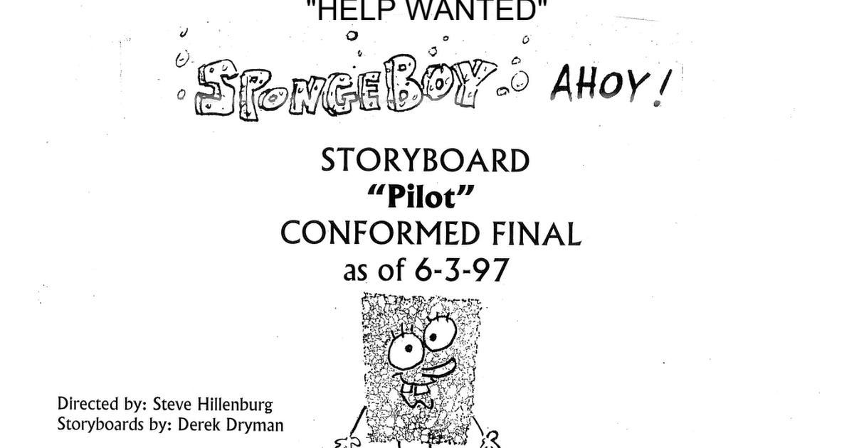 Found SpongeBoy Ahoy Pilot Storyboards! | Fandom