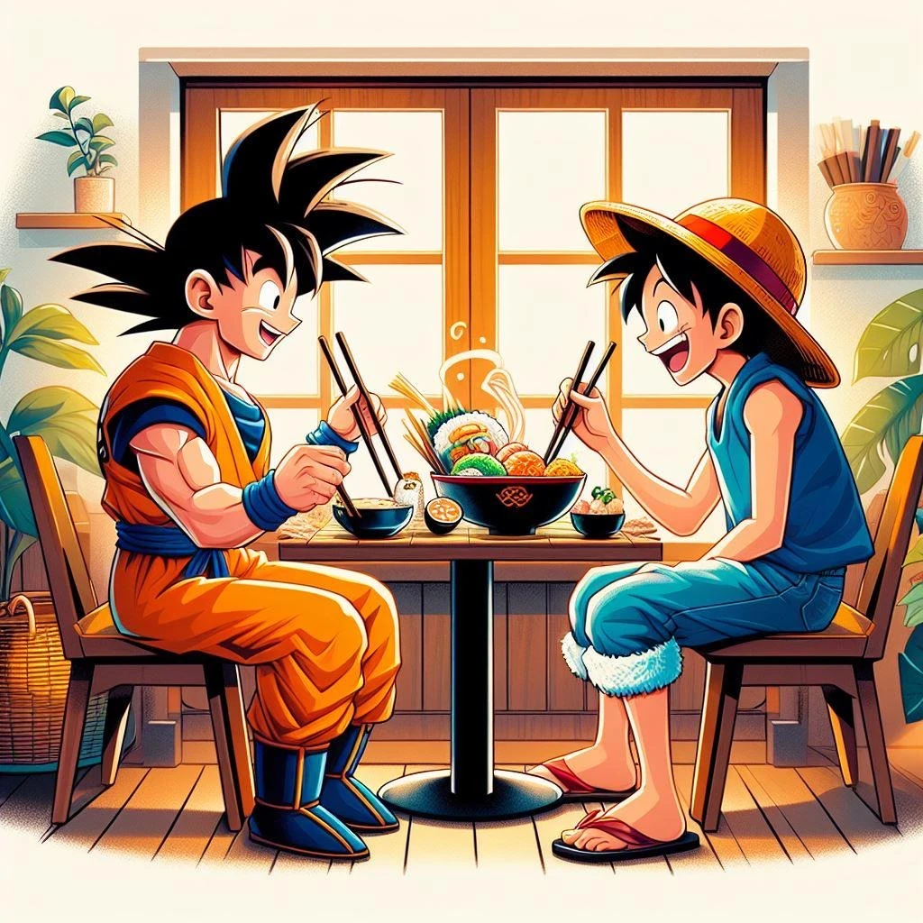 Goku and Luffy share a meal {AI generated} | Fandom