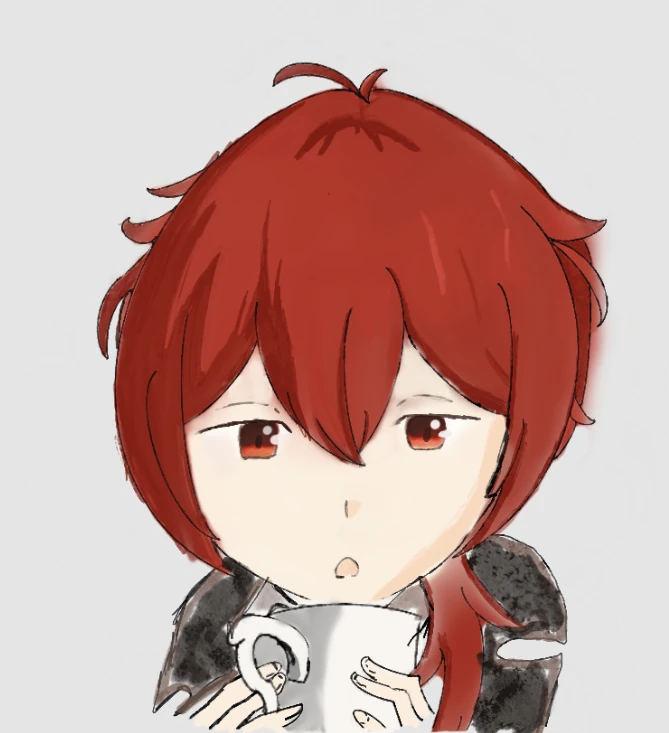 Diluc drinking le coffee | Fandom