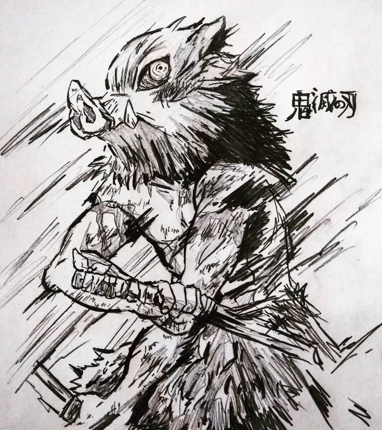 I made a sketch of Inosuke ( I couldn't find the original artist so I ...