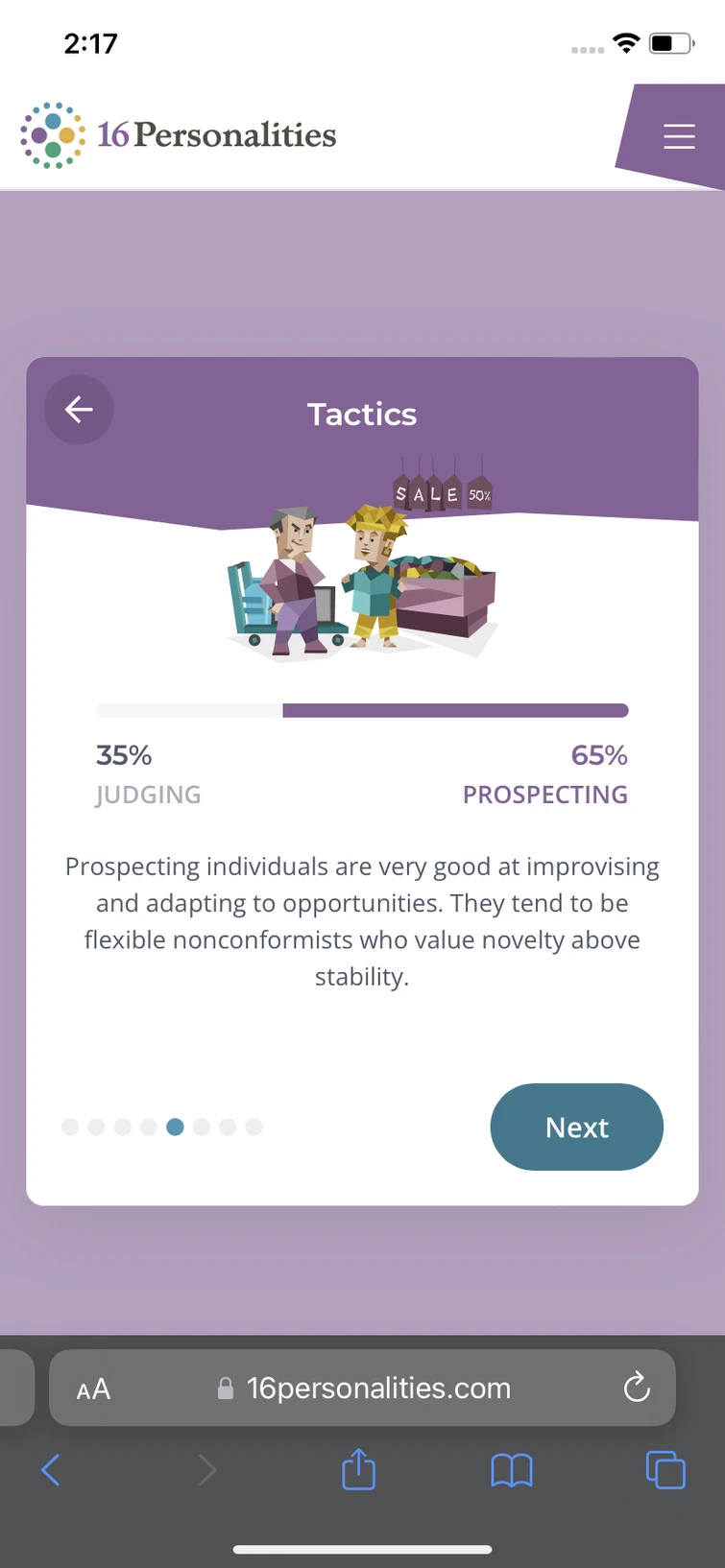 Me: scrolling through the personality thing seeing what characters are ...