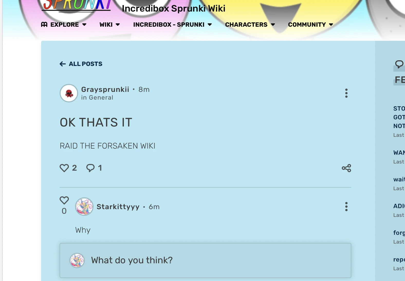 i come back from my weekend and I apparently started crap. | Fandom