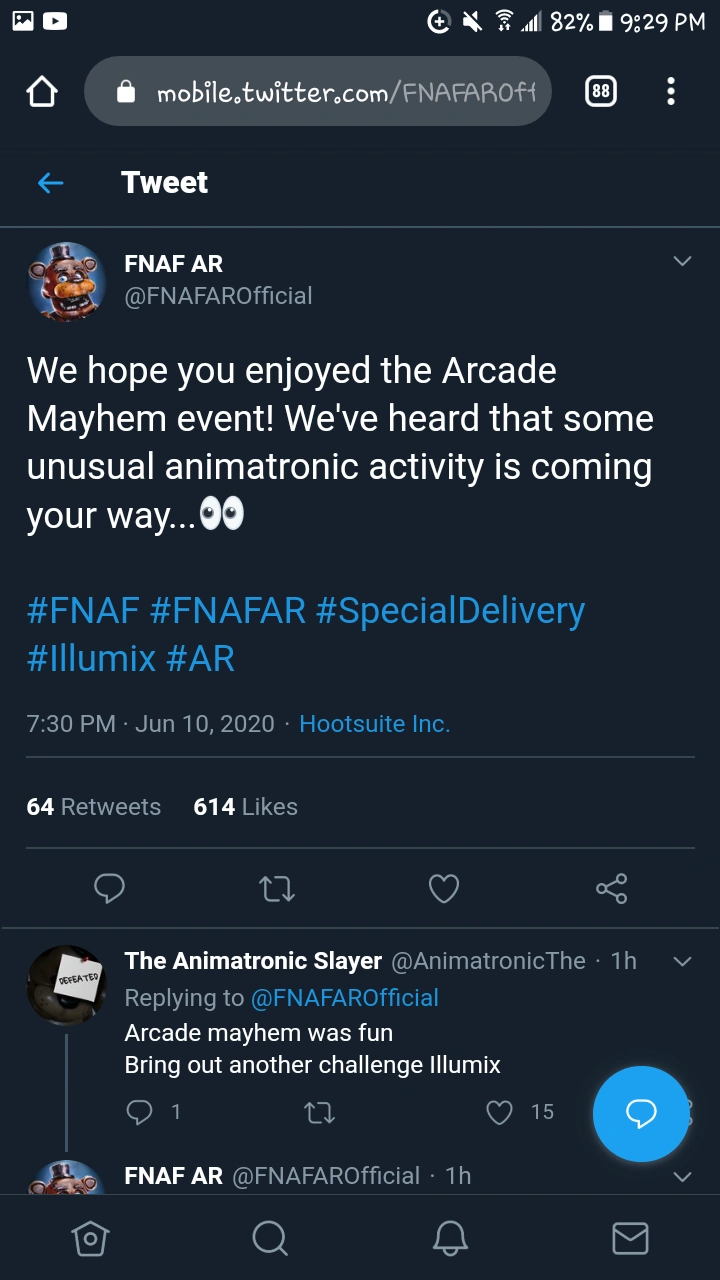 Tweet from the FNaF AR Twitter | Fandom